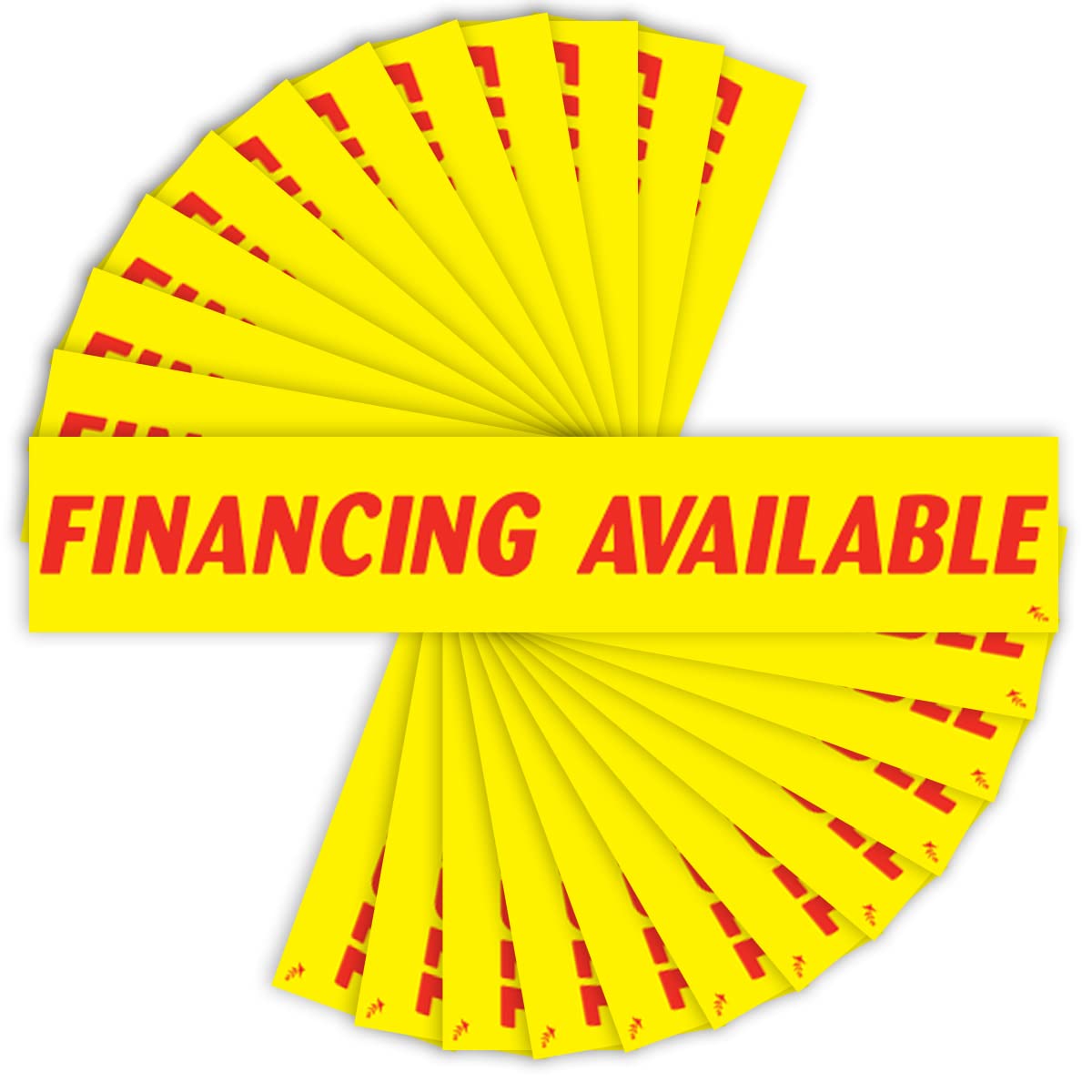 Versa Tags Dealership Stickers 12 Pack of Financing Available Stickers Car Lot Windshield Slogan Decals RV Truck Auto Dealer Window for Financing Available Stickers Red On Yellow