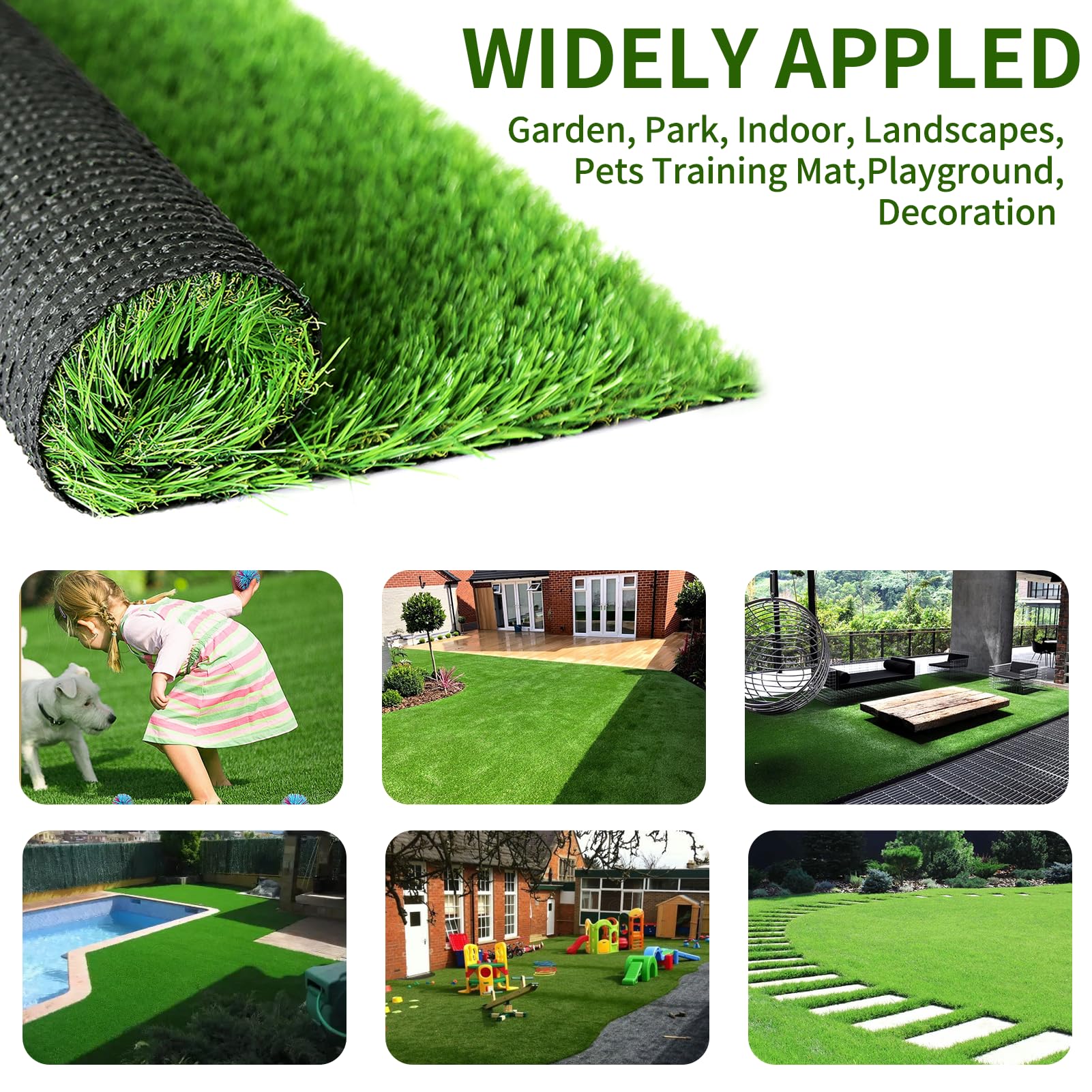 SunVilla Artificial Grass Rug Indoor Outdoor, 13ft x 25ft (325 Square FT) Realistic Thick Synthetic Fake Grass Mat for Dogs, Garden Lawn Landscape Patio Grass