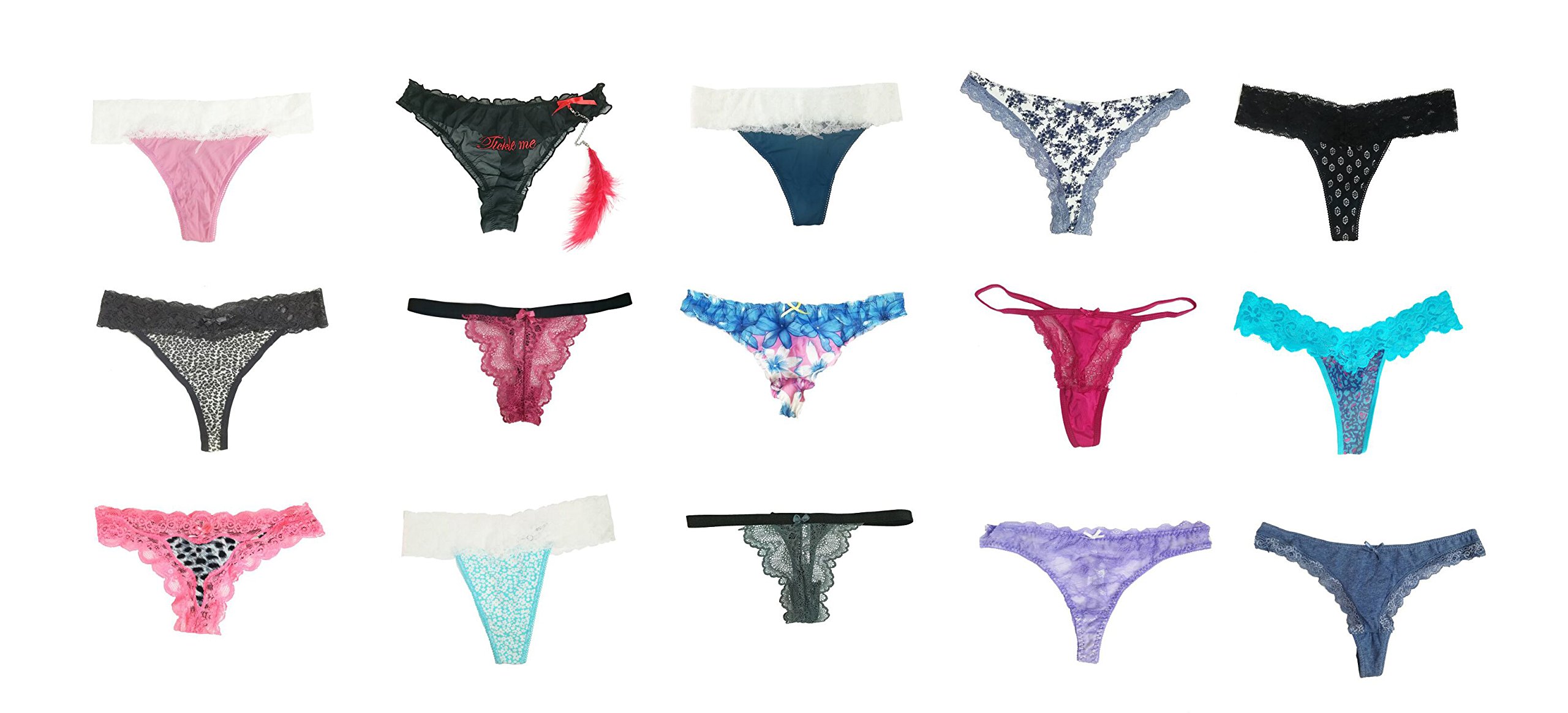 jooniyaa Women Variety of Underwear Pack T-Back Thong G-String Panties(10pcs,L)