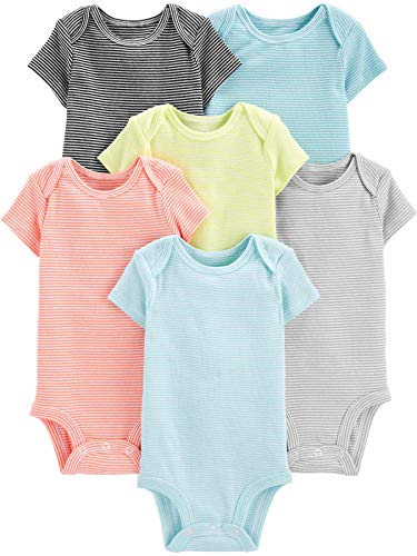 Simple Joys by Carter's Baby 6-Pack Short-Sleeve Bodysuit, Mini Stripe, 18 Months