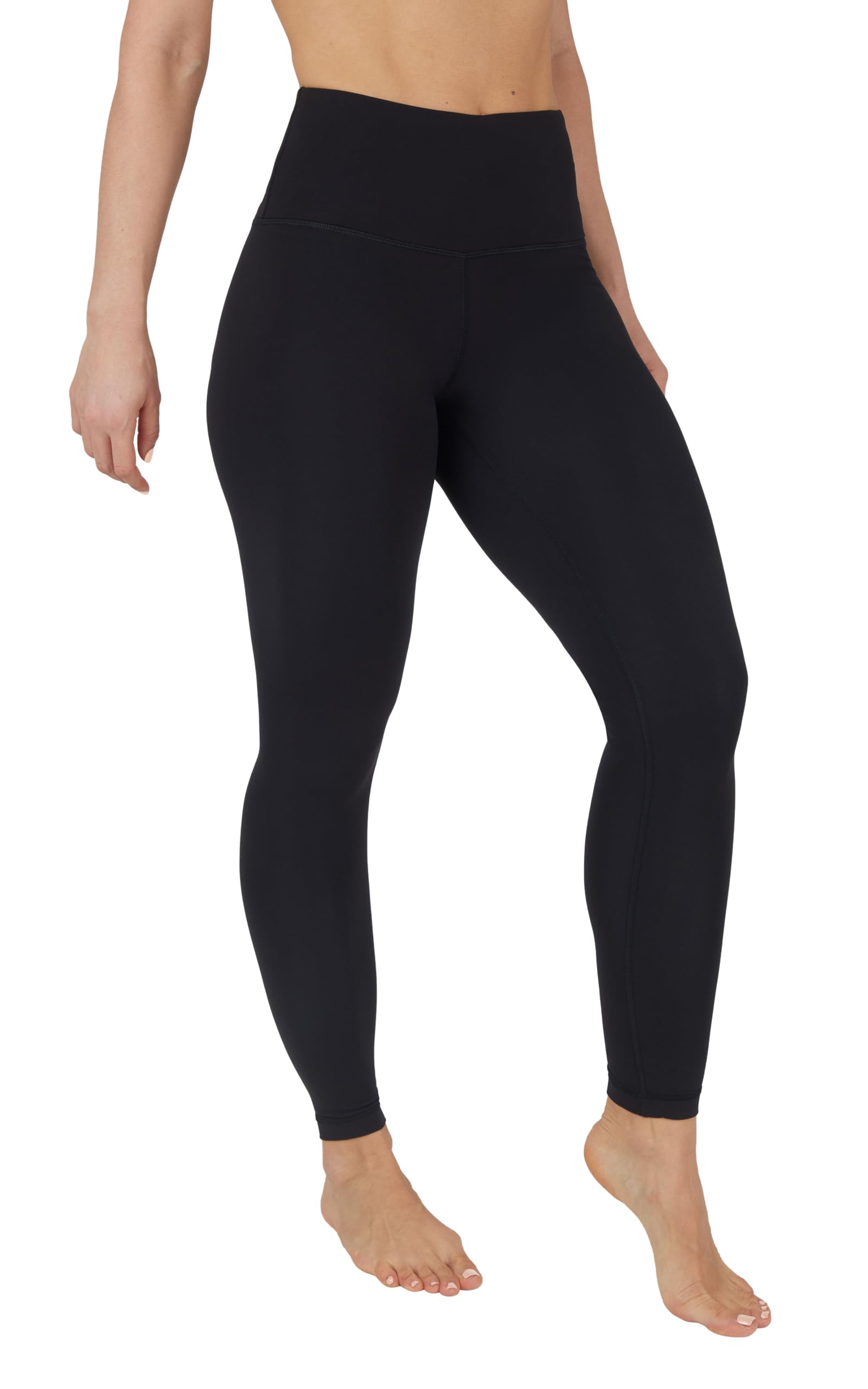 Yogalicious High Waist Ultra Soft Lightweight Leggings - High Rise Yoga Pants - Black Nude Tech 28" - Large
