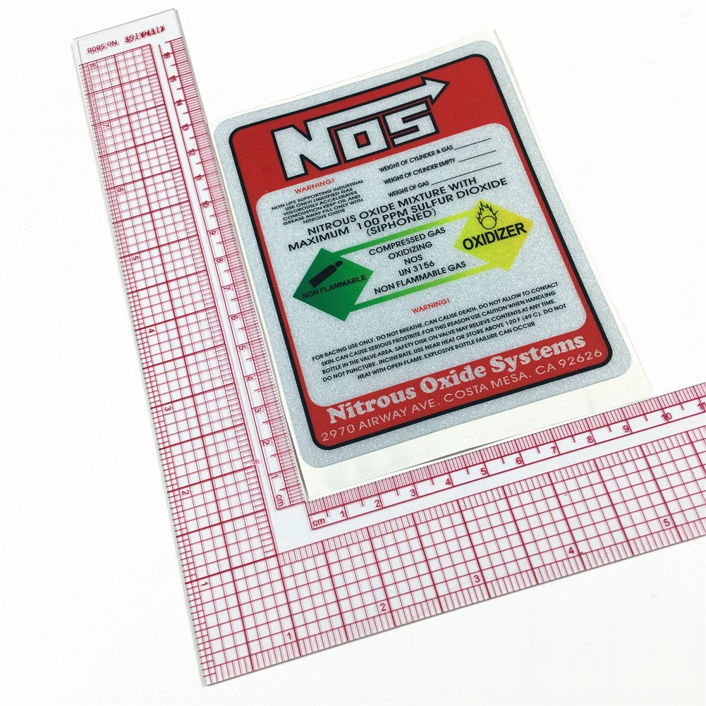 Car Sticker Motorcycle Oil Tank Decals Vinyl Reflective for NOS Tuning Racing Nitrous Oxide Racing 12x9.6cm