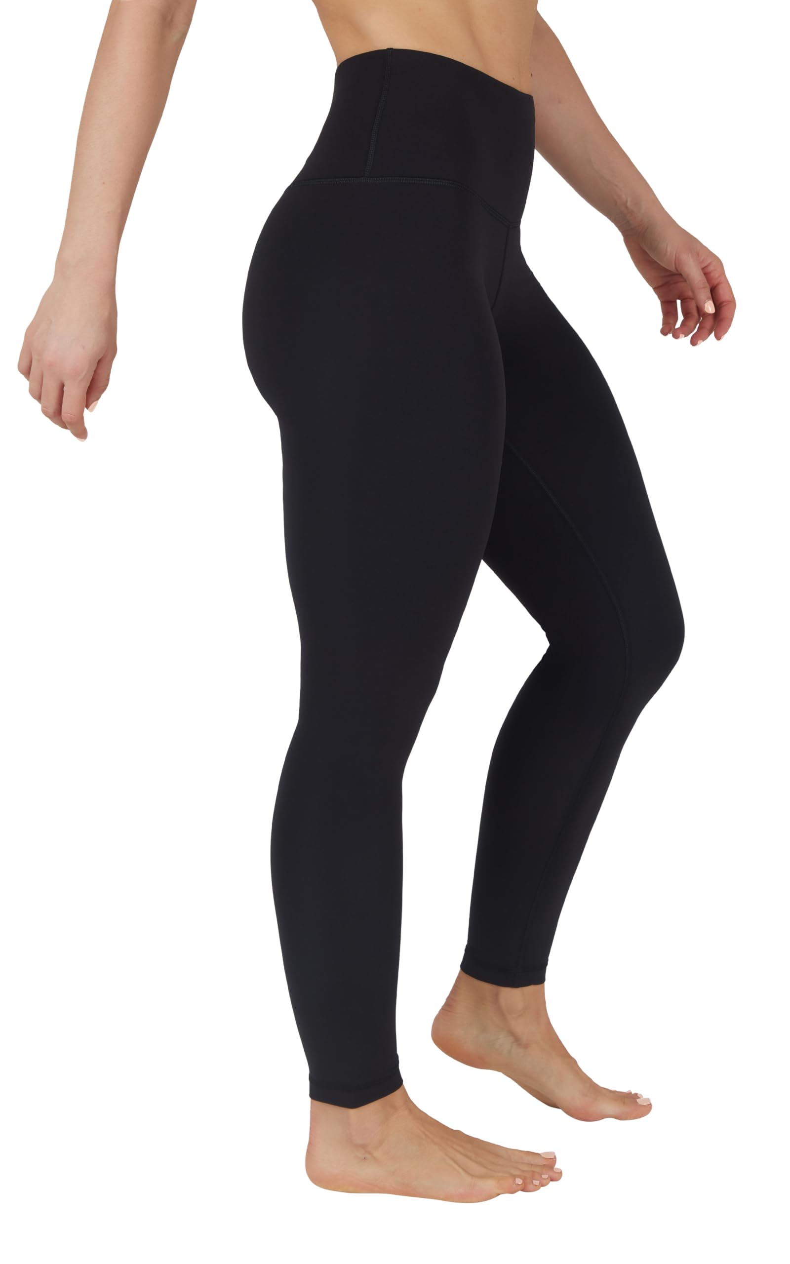 Yogalicious High Waist Ultra Soft Lightweight Leggings - High Rise Yoga Pants - Black Nude Tech 28" - Large