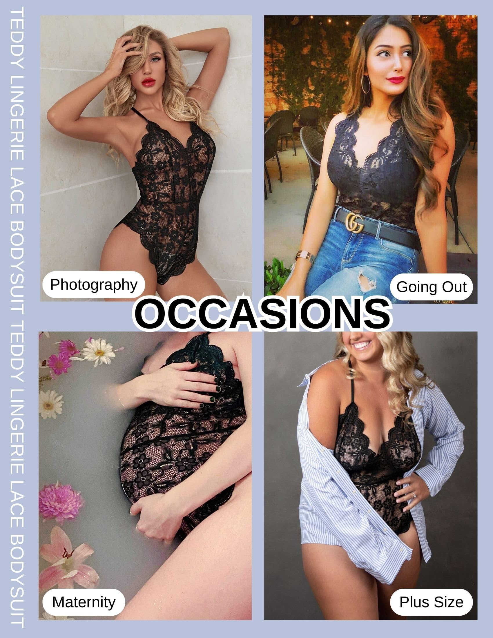 Avidlove Women Teddy Lingerie One Piece Babydoll Bodysuit Romper,Small,Black