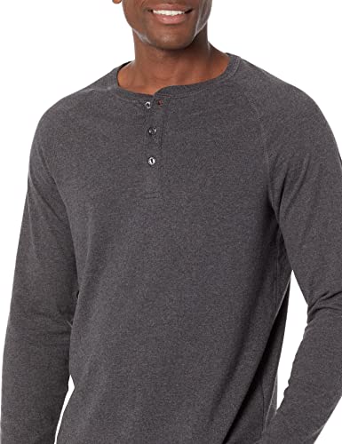 Amazon Essentials Men's Slim-Fit Long-Sleeve Henley Shirt, Charcoal Heather, X-Small