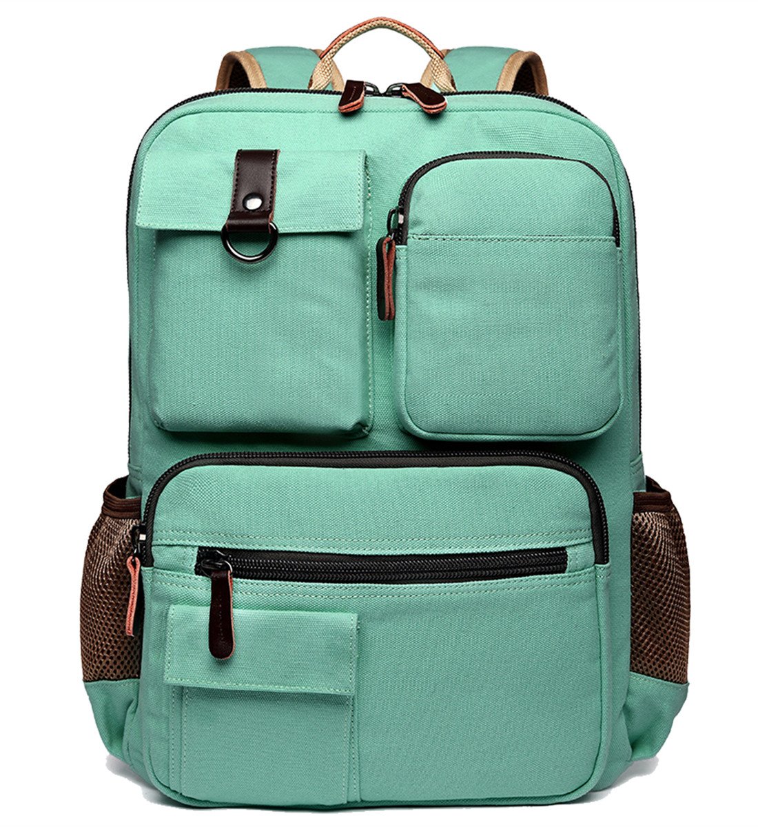 CAMTOP School Backpack Vintage Canvas Laptop Backpacks Men Women Rucksack Bookbags Travel (Mint Green)