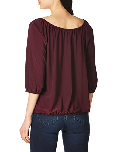 Star Vixen Women's Plus-Size 3/4 Sleeve Peasant Elastic-Hem Keyhole-Tie Top, Plum, 2X