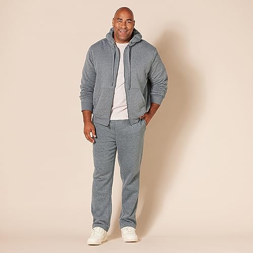 Amazon Essentials Hoodie For Men, Sherpa-Lined Full-Zip Fleece Sweatshirt, X-Large, Light Grey Heather
