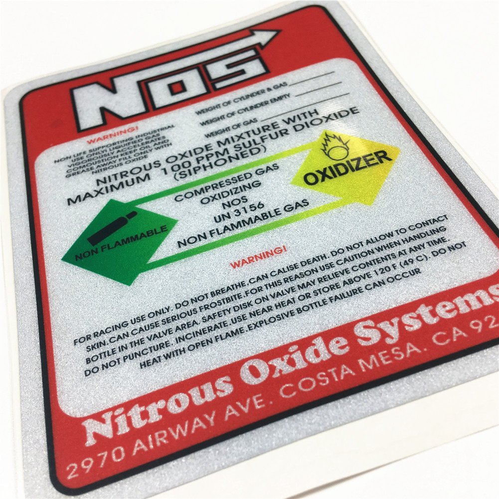 Car Sticker Motorcycle Oil Tank Decals Vinyl Reflective for NOS Tuning Racing Nitrous Oxide Racing 12x9.6cm