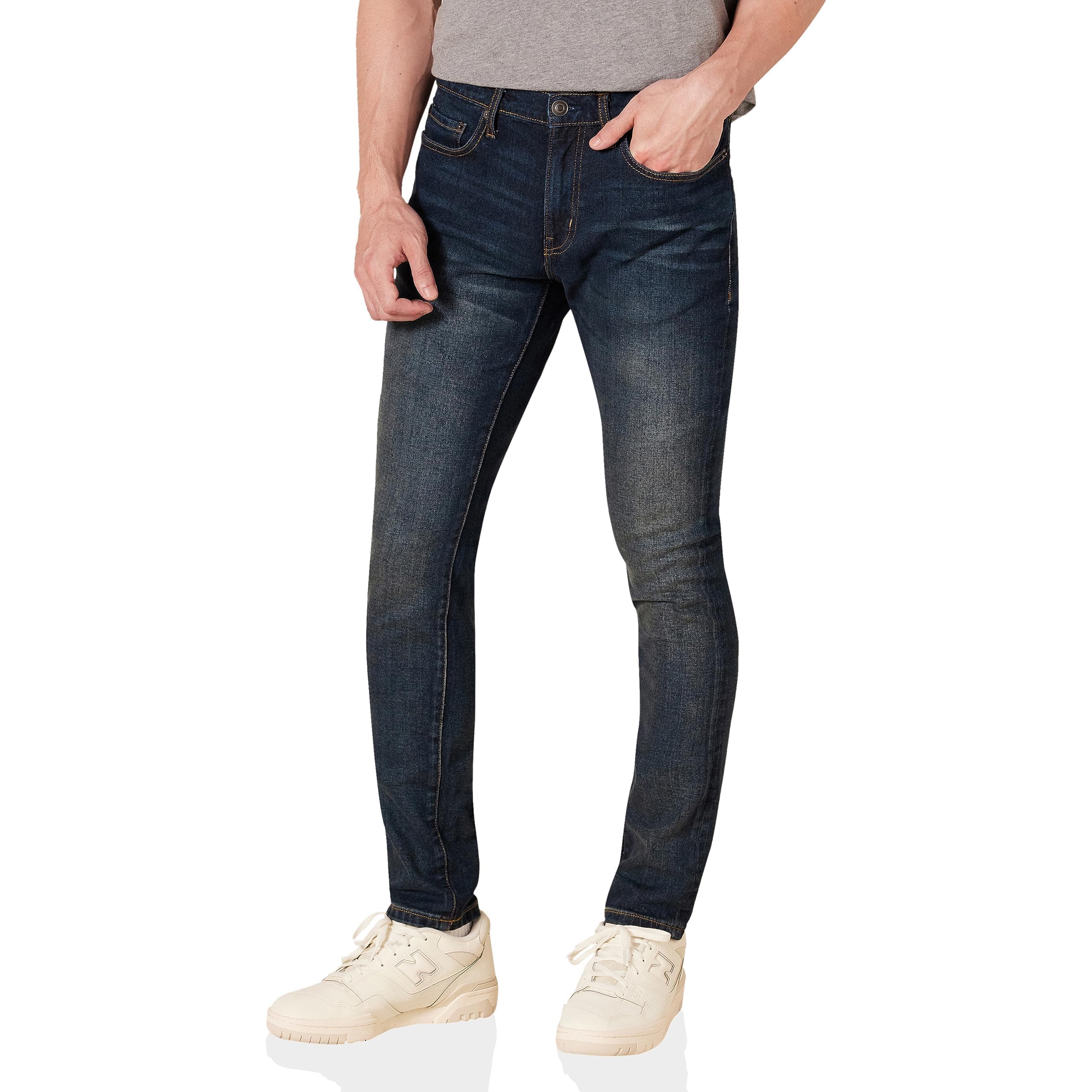 Amazon Essentials Men's Skinny-Fit Stretch Jean, Dark Wash, 36W x 30L