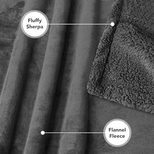 PetAmi Dog Blanket for Medium Large Dogs, Pet Bed Blanket Cat Puppy Kitten, Fleece Furniture Couch Cover Protector Sofa Car, Soft Sherpa Dog Throw Plush Reversible Washable, 40x60 Solid Dark Gray