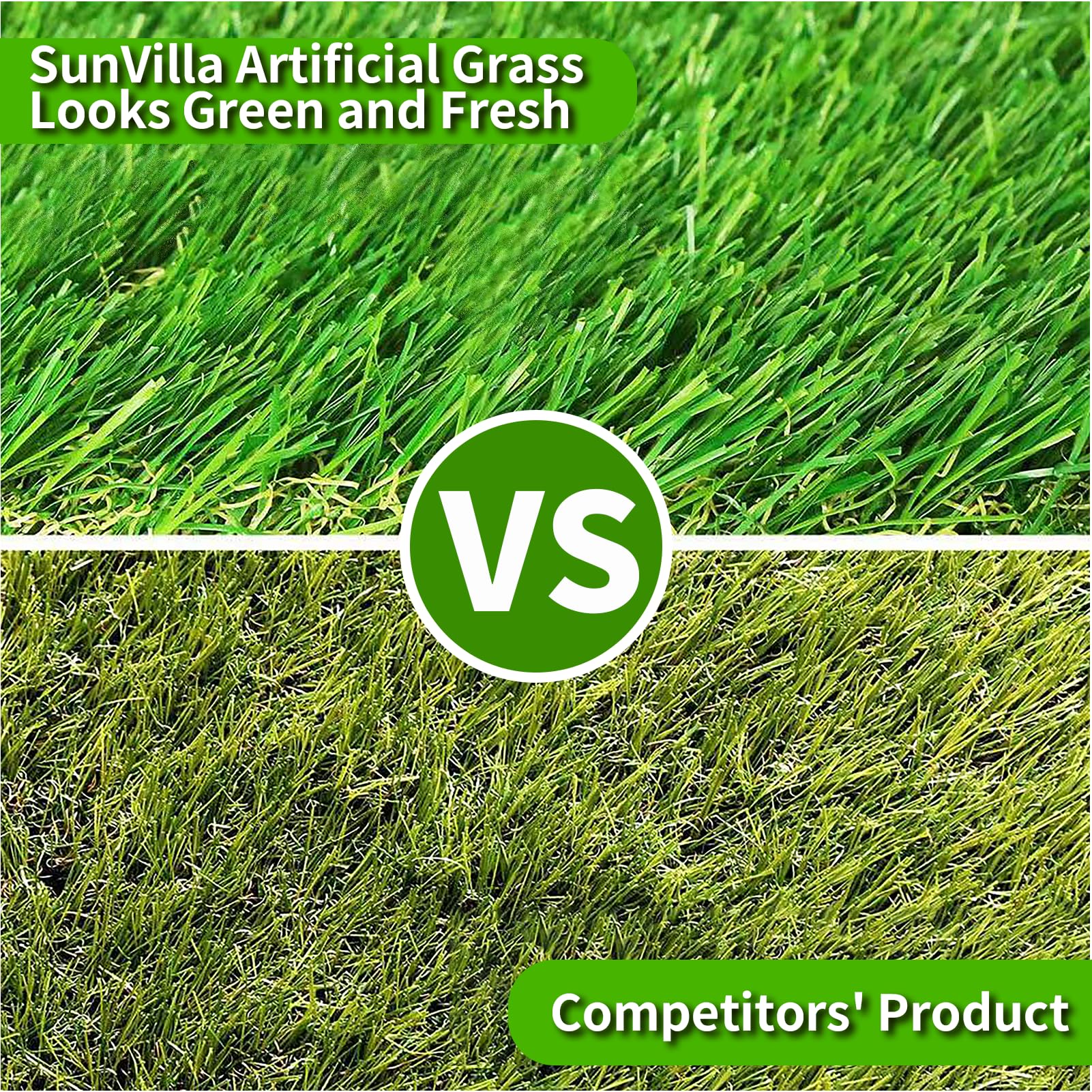 SunVilla Artificial Grass Rug Indoor Outdoor, 13ft x 25ft (325 Square FT) Realistic Thick Synthetic Fake Grass Mat for Dogs, Garden Lawn Landscape Patio Grass