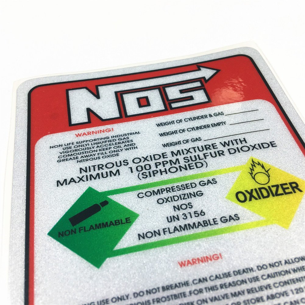 Car Sticker Motorcycle Oil Tank Decals Vinyl Reflective for NOS Tuning Racing Nitrous Oxide Racing 12x9.6cm