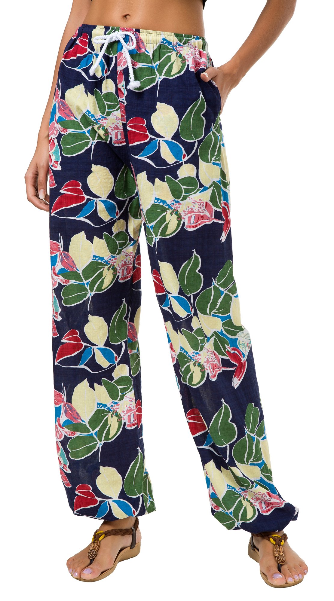 Urban CoCo Women's Floral Print Boho Pants Harem Pants Jogger Pants (# 12, XL)