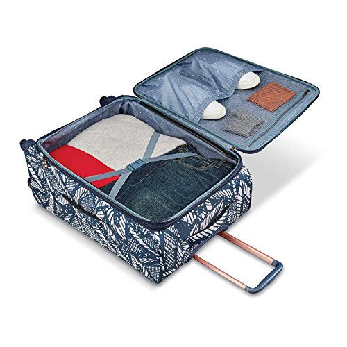 American Tourister Belle Voyage Softside Luggage with Spinner Wheels, Floral Indigo Sand, Checked-Medium 25-Inch