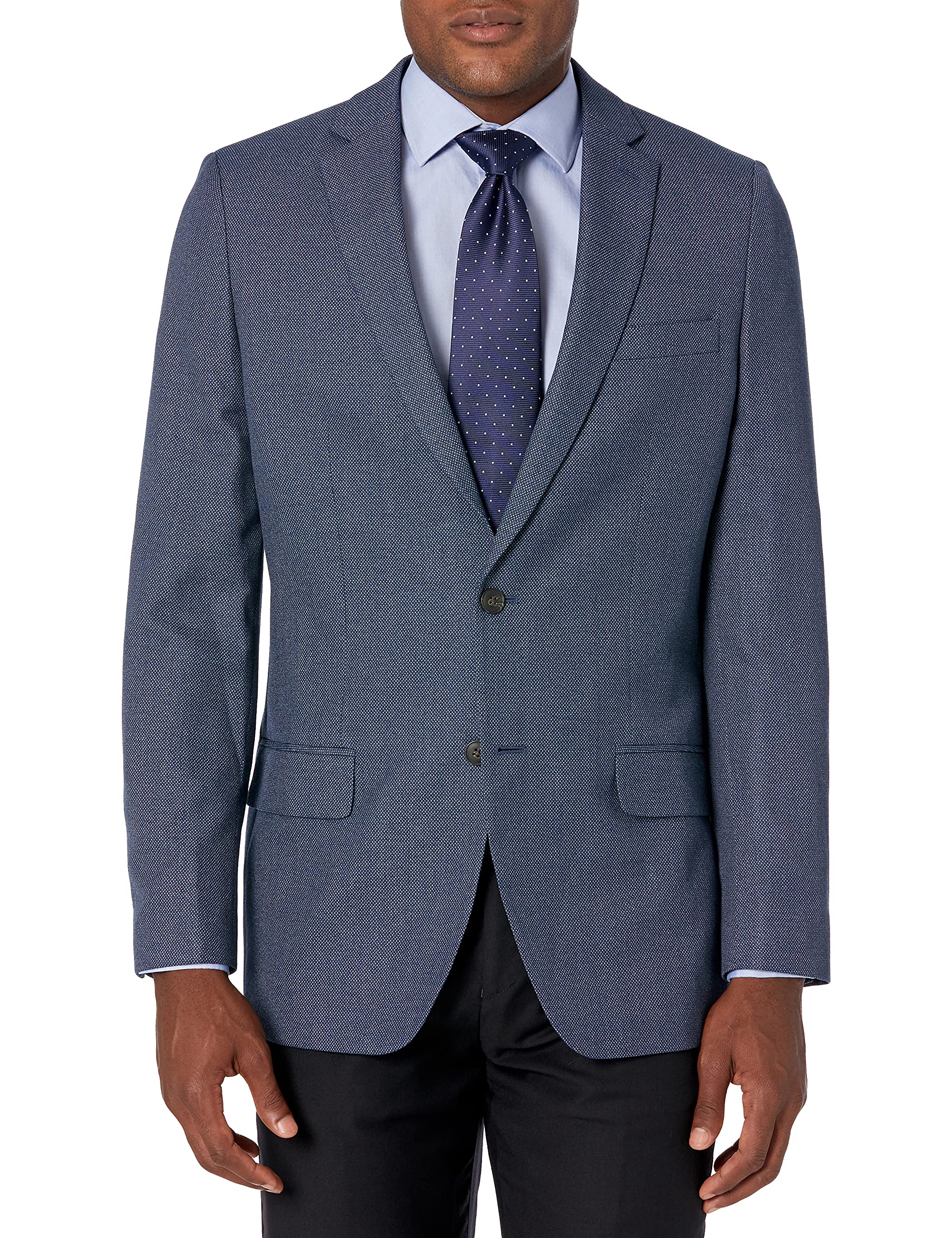 Haggar mens Birdseye Fancy Slim Fit 2-button Side Vent Coat Sport Jacket, Navy, 40 US