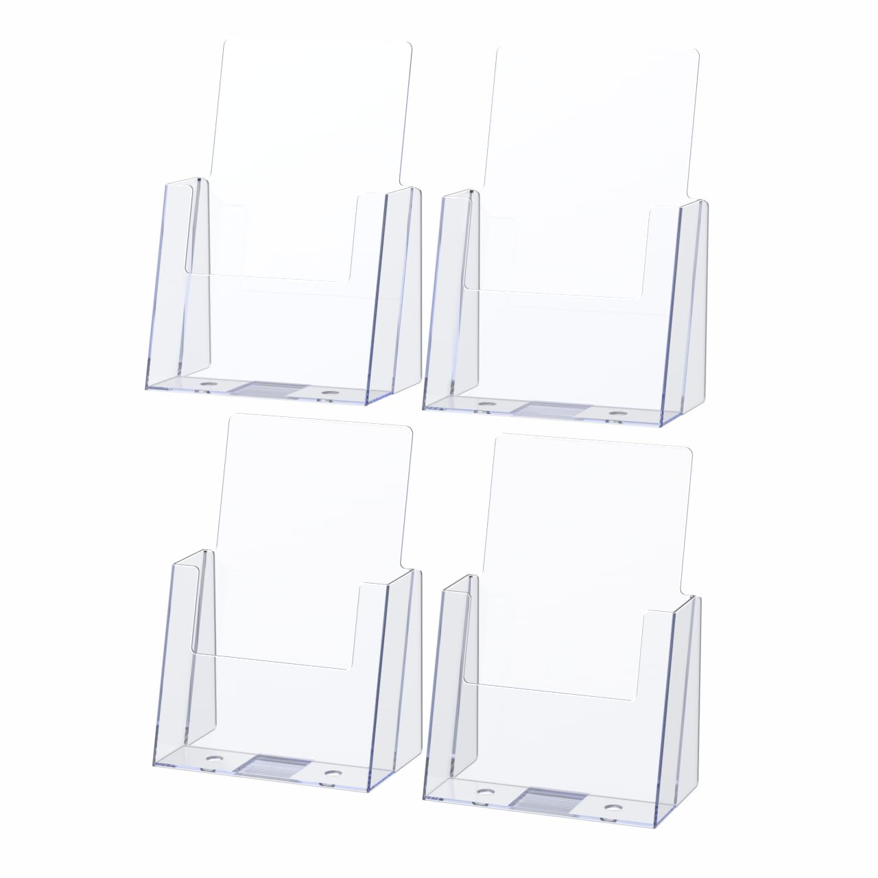 Marketing Holders 4 Pack Brochure Holder for 5.5" Bifolds Clear Acrylic Countertop Literature Organizer Slant Back Space Saving Booklet Dispenser for Trade Shows Expos and Conventions