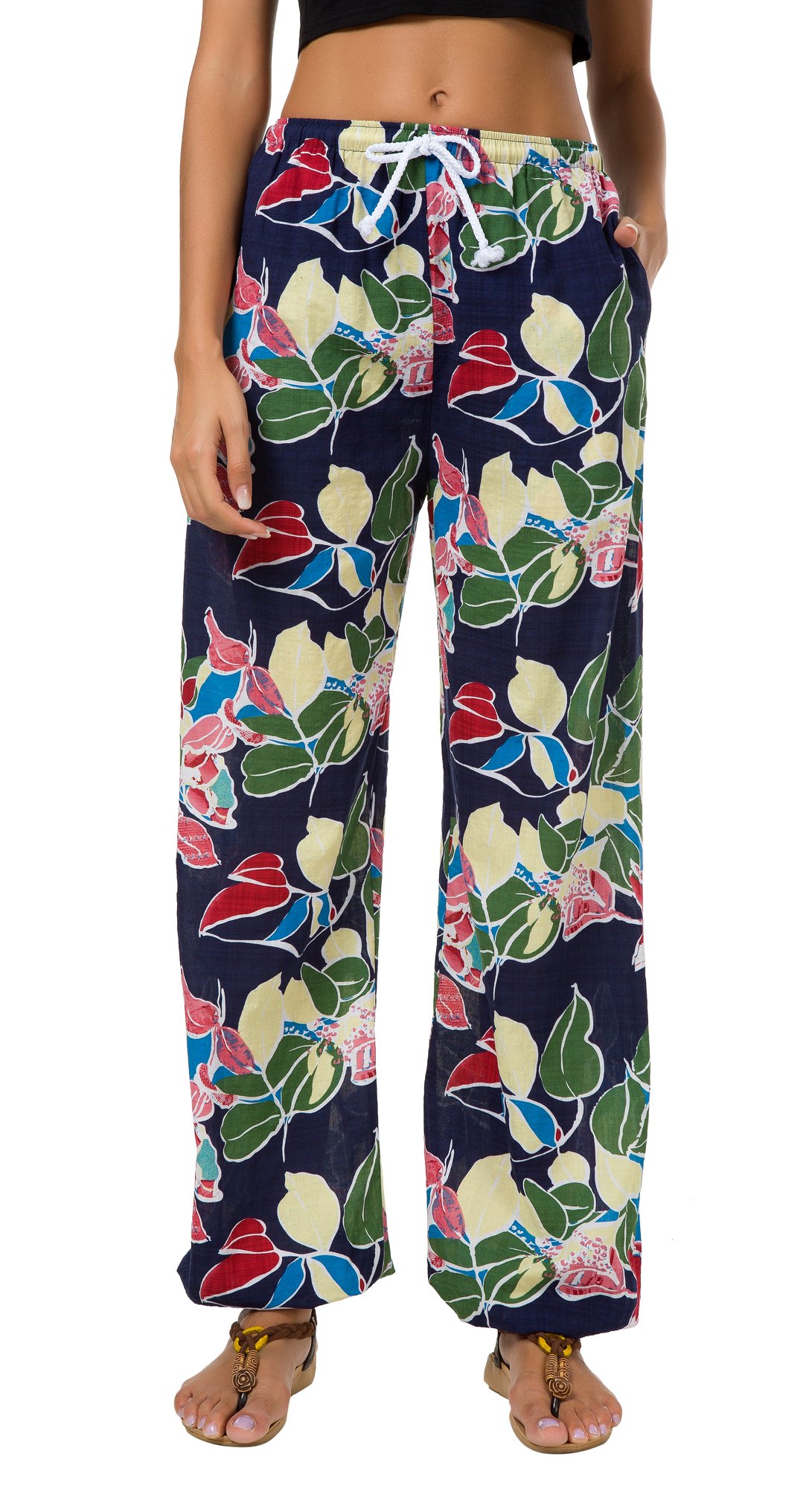 Urban CoCo Women's Floral Print Boho Pants Harem Pants Jogger Pants (# 12, XL)