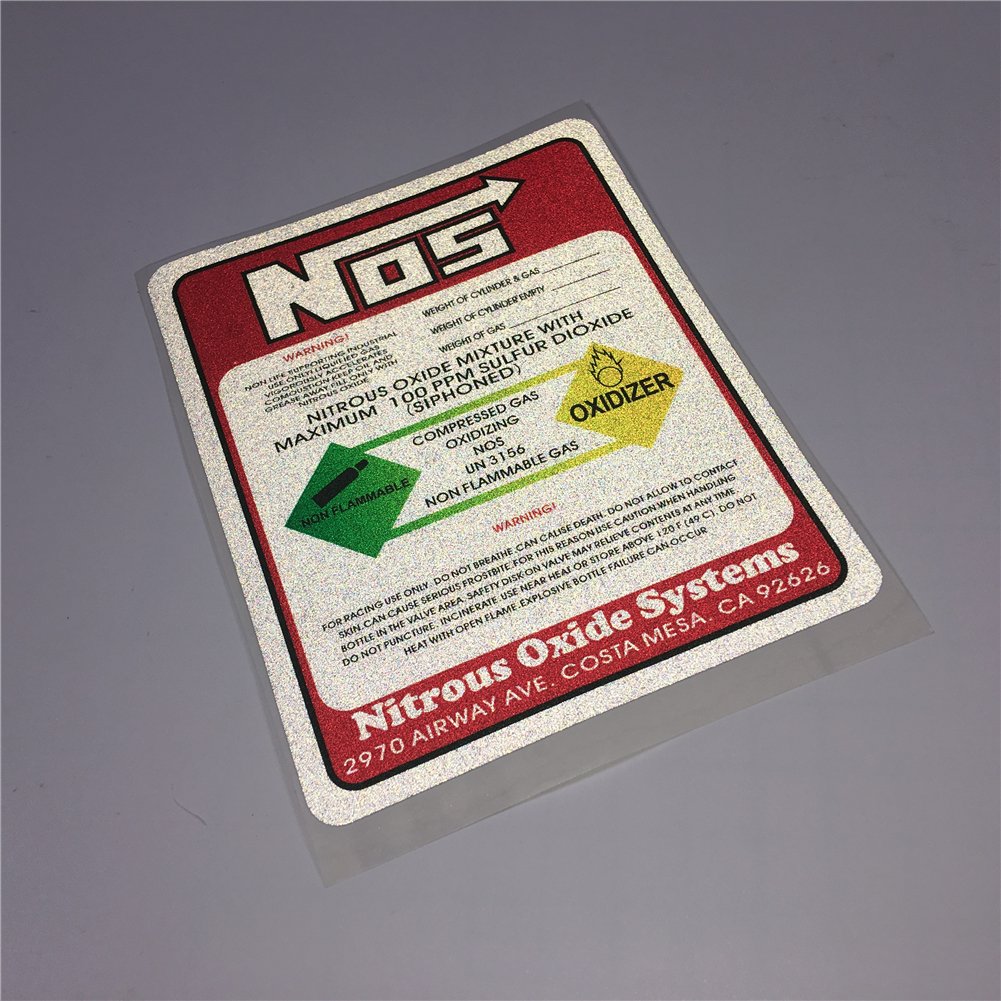 Car Sticker Motorcycle Oil Tank Decals Vinyl Reflective for NOS Tuning Racing Nitrous Oxide Racing 12x9.6cm