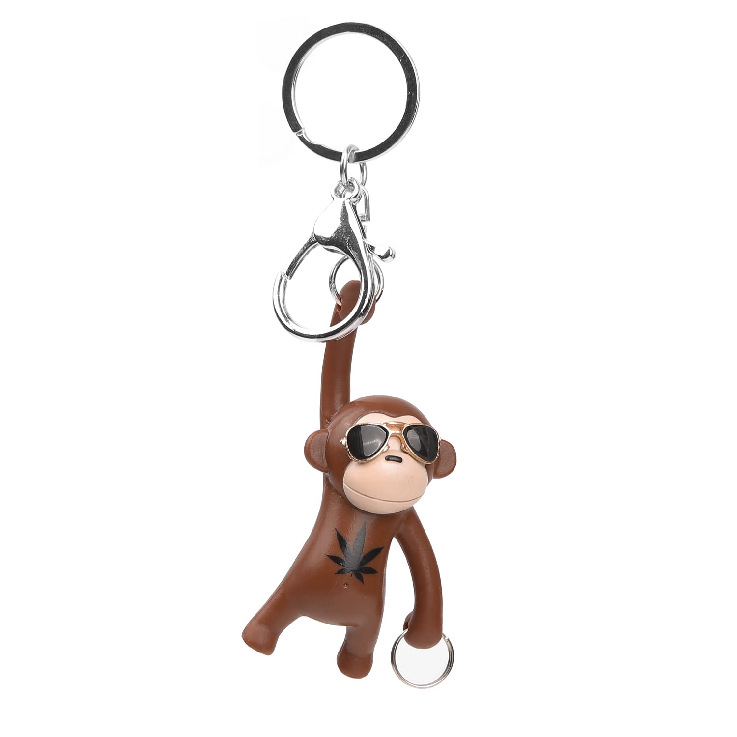 YGMONER Cool Monkey Banana Keychains Car Keys Holder Backpack Pendant Charm (Brown)