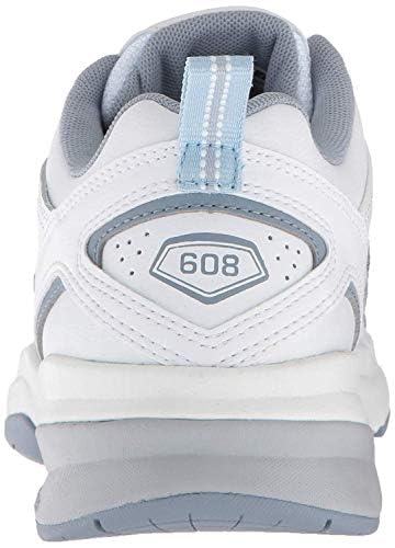 New Balance Women's 608 V5 Casual Comfort Cross Trainer, White/Light Blue, 7.5 Narrow