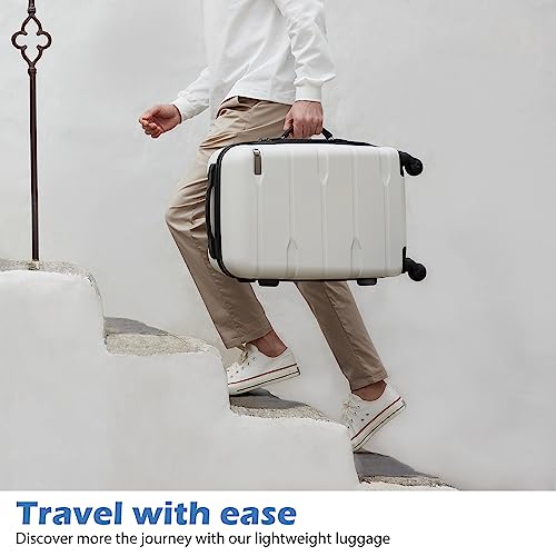 Coolife Luggage Expandable(only 28") Suitcase PC+ABS Spinner Built-In TSA lock 20in 24in 28in Carry on (Charcoal., L(28in).)