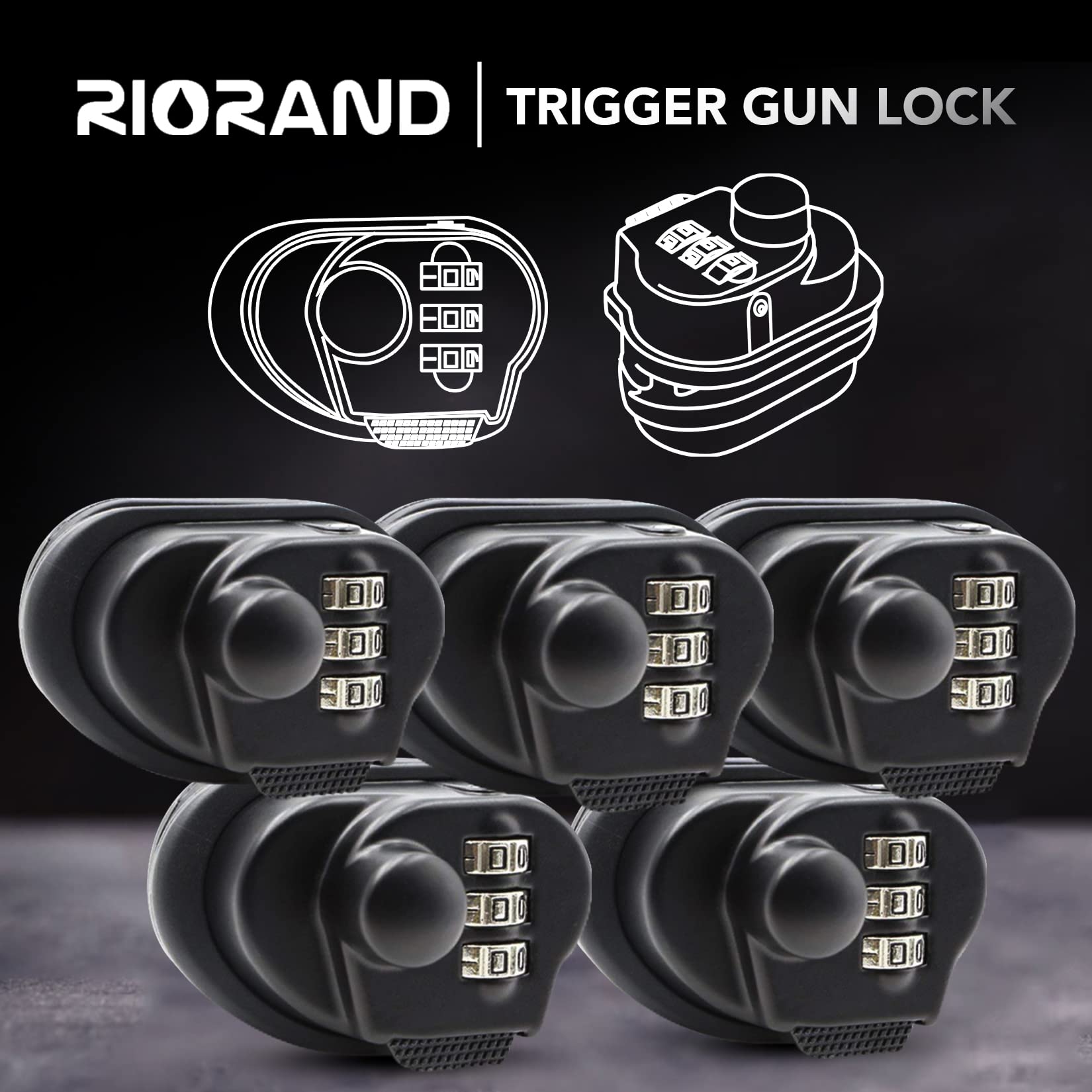 RioRand Trigger Lock 3 Digit Combination Gun Lock Gun Trigger Lock Accessories (5PCS)