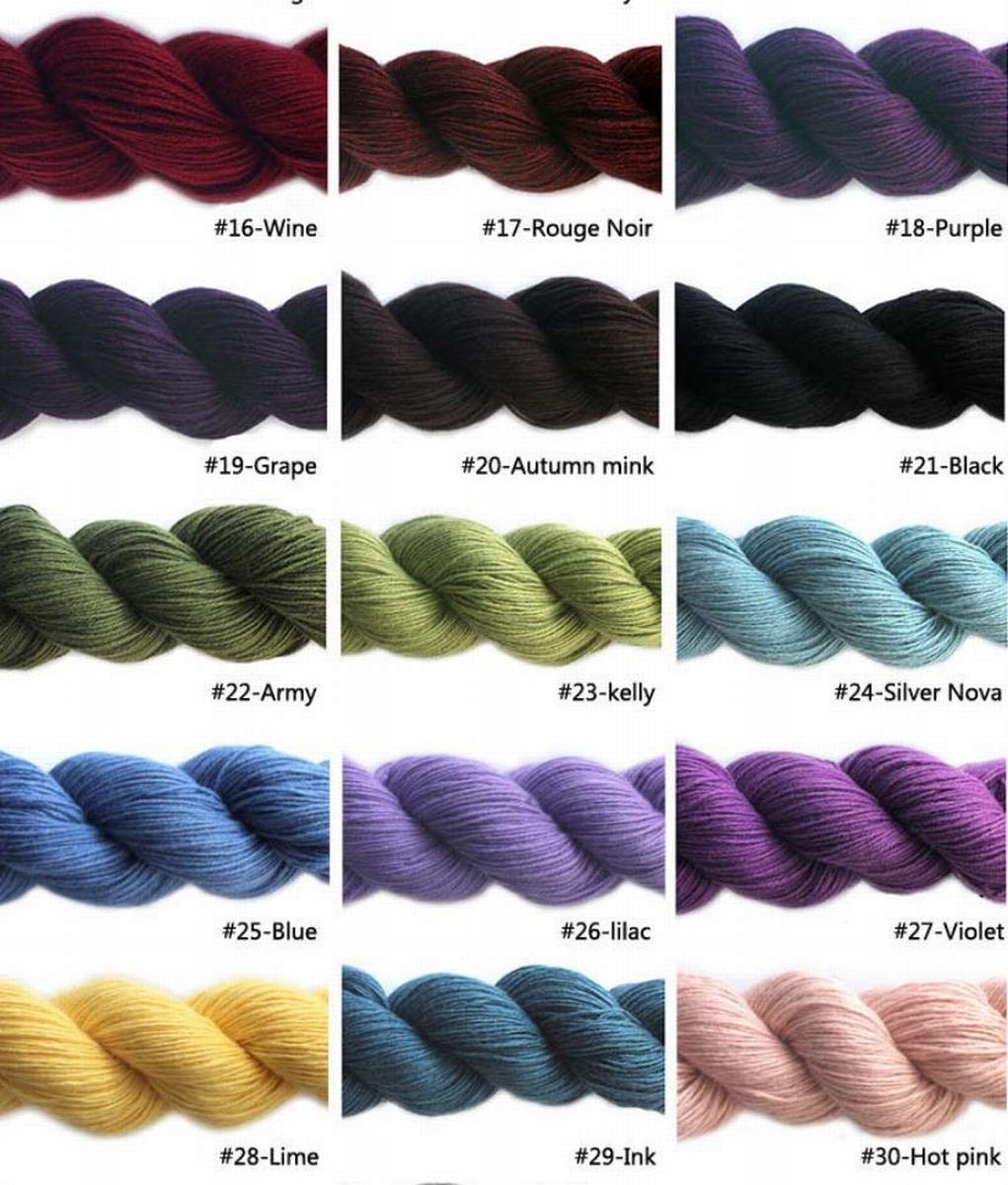 5 Skeins Lotus Yarns Mink & Cashmere Blend Knitting Yarn Skein Soft Crochet Yarn for Fingering Sweater, Scarves, Hats, and Craft Projects Mimi Plus (25-Sky Blue)