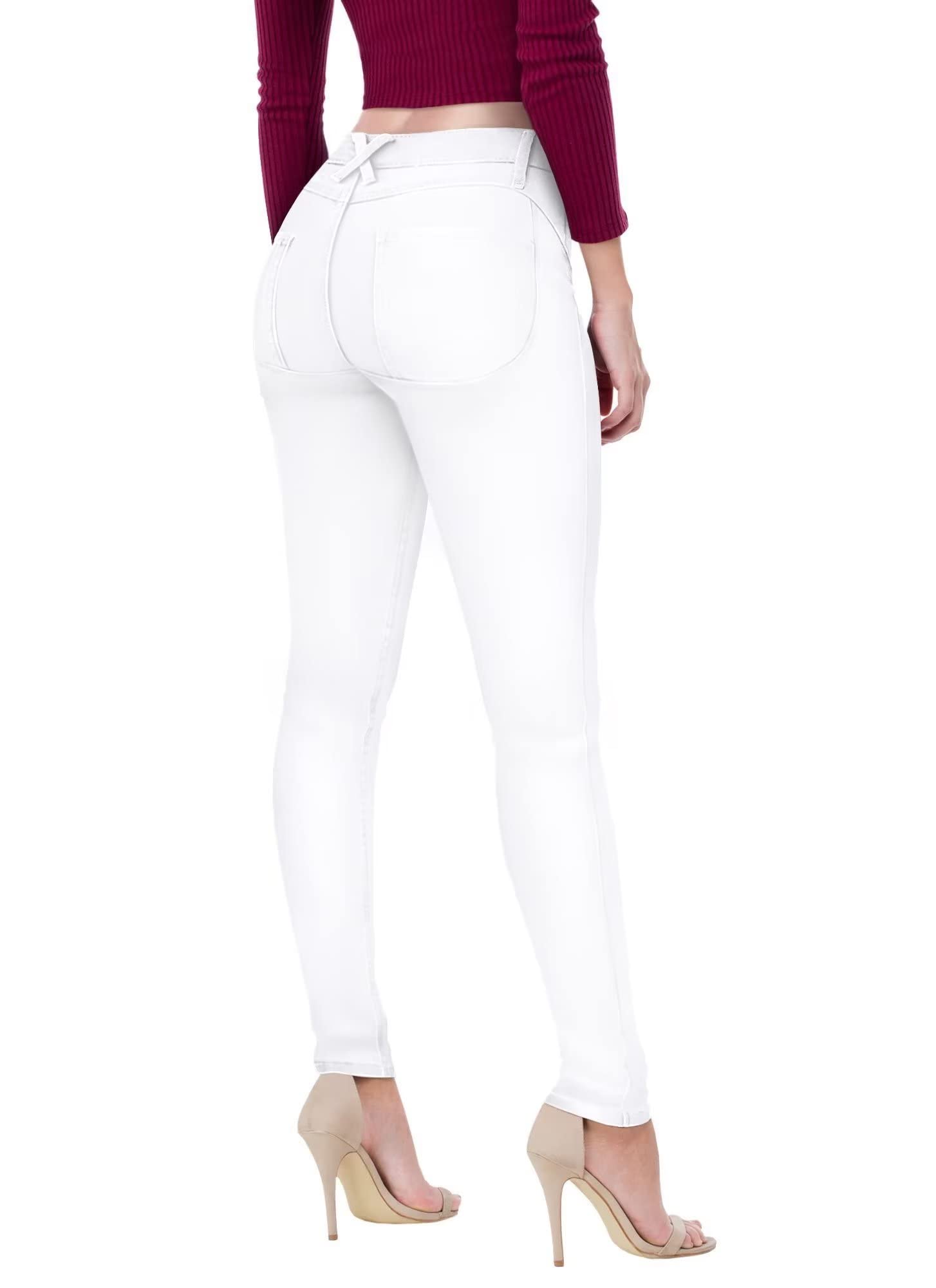 Hybrid & Company Women's Extreme Butt Lift Stretch Skinny Denim Jeans P46862SK White 11