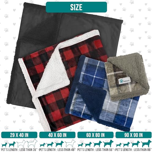 PetAmi Dog Blanket for Medium Large Dogs, Pet Bed Blanket Cat Puppy Kitten, Fleece Furniture Couch Cover Protector Sofa Car, Soft Sherpa Dog Throw Plush Reversible Washable, 40x60 Solid Dark Gray