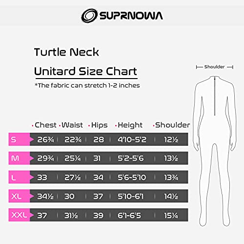 SUPRNOWA Women's Jumpsuit Bodycon Full Body Unitard Long Sleeve Bodysuit with Zipper Comfortable Spandex One-Piece Dance Costume (Medium, Black)
