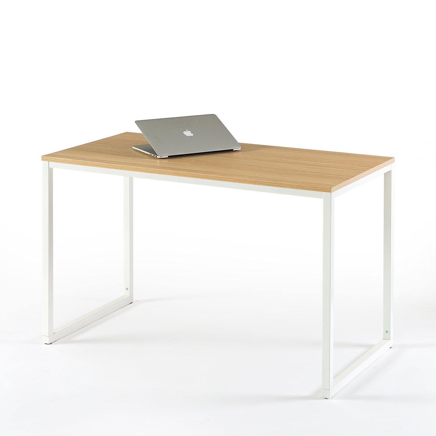 ZINUS Jennifer 47 Inch Computer Workstation, Office Desk - White Frame & Natural Top