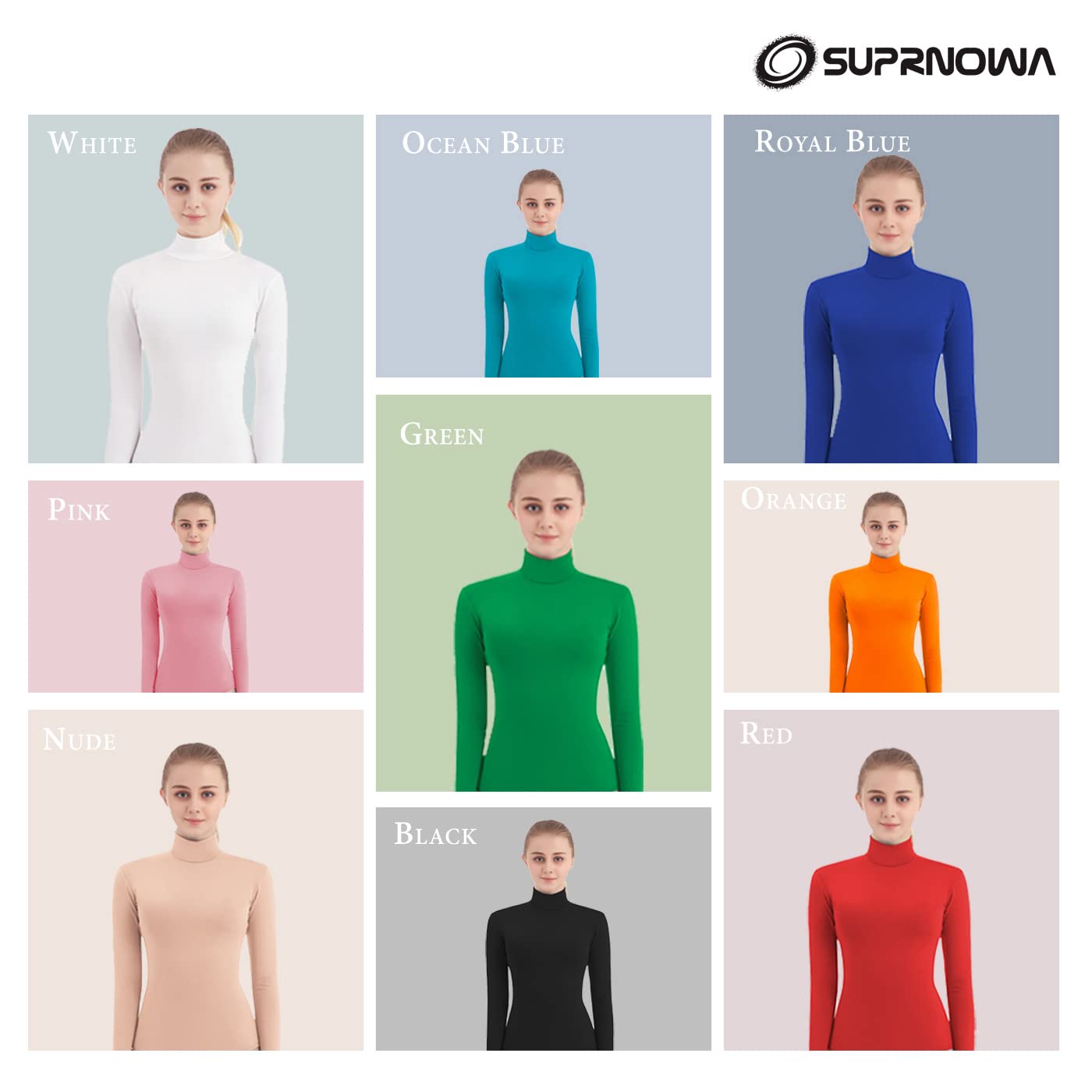 SUPRNOWA Women's Jumpsuit Bodycon Full Body Unitard Long Sleeve Bodysuit with Zipper Comfortable Spandex One-Piece Dance Costume (Medium, Black)