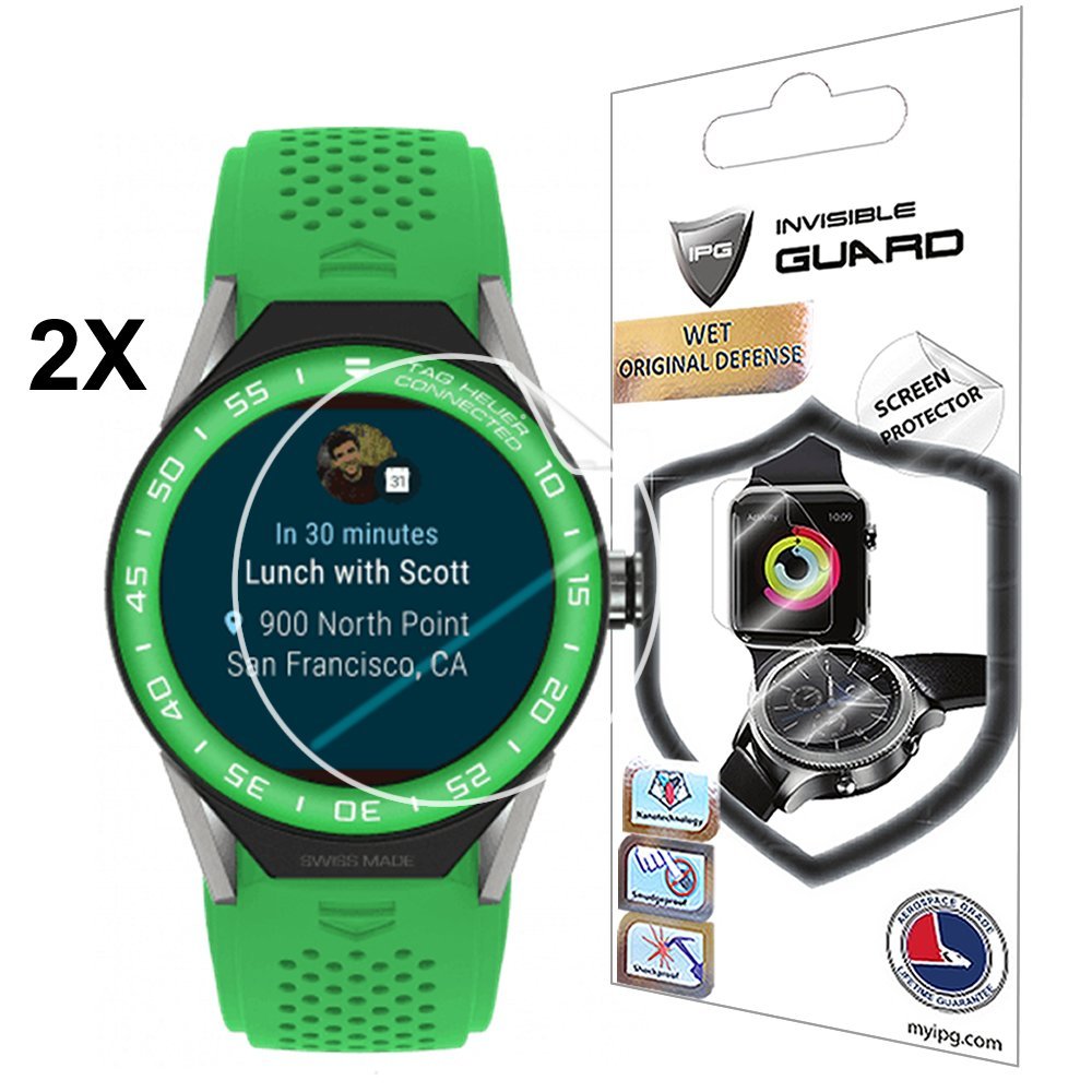 IPG for TAG HEUER Smartwatch Hydrogel Screen Protector (2 Units) Invisible HD Clear Film Anti Scratch Guard-Smooth/Self-Healing/Bubble Free (Connected - 45mm)