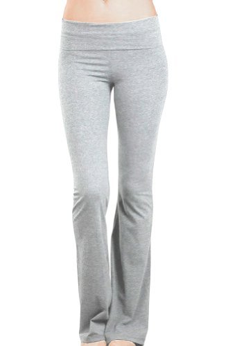 T-Party Fold Over Waist Yoga Pants (X-Large, Light Gray)