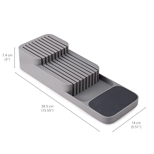 Joseph Joseph 85120 DrawerStore Kitchen Drawer Organizer Tray for Knives Knife Block, Gray
