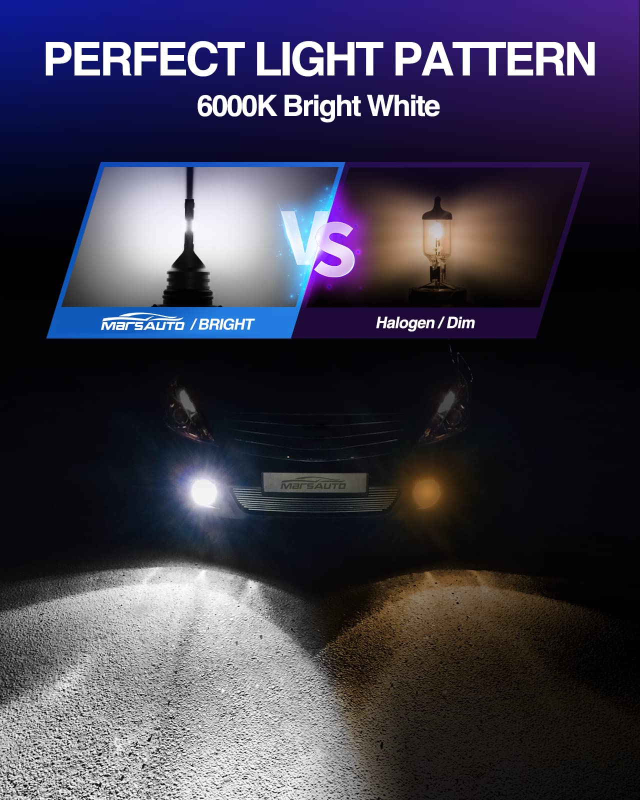 Marsauto H11 H8 H16 LED Fog Light Bulbs, 6000k Xenon White, Superior Bright CSP Chips 360-degree Illumination DRL, Halogen Bulbs Replacement for Cars,Trucks,SUVS
