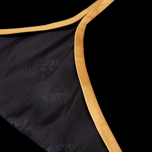 PYJTRL Mens Stylish Court Prince Black Velvet Gold Embroidery Blazer Suit Jacket (Black, 40)