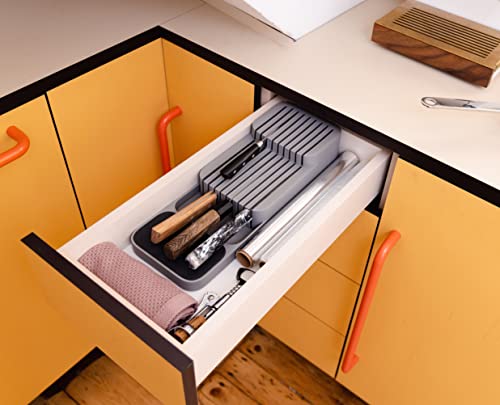 Joseph Joseph 85120 DrawerStore Kitchen Drawer Organizer Tray for Knives Knife Block, Gray