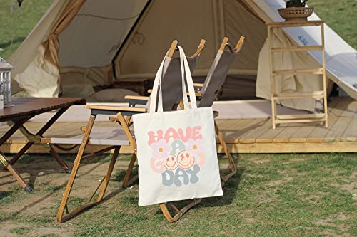 Kimoli Canvas Tote Bag with Inner Pocket Aesthetic Reusable Grocery Shopping Bags School Shoulder Bag Book Tote Gifts