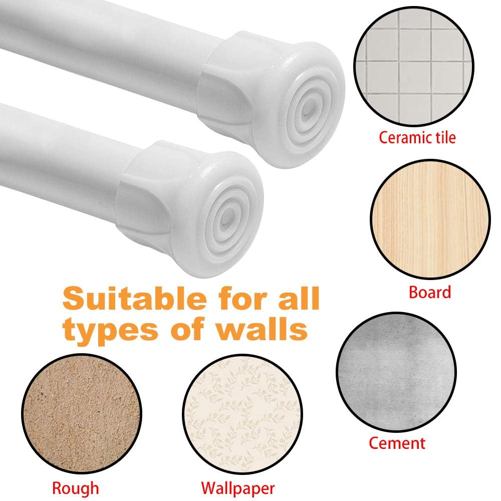 Goodtou 5 Pack Spring Tension Rods for Windows 28 to 48 Inch Adjustable White Tension Curtain Rods No Drilling Small Spring Loaded Curtain Rods for Closet Cupboard Bar