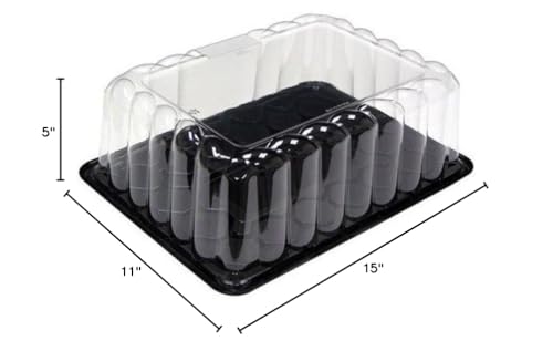 Pactiv APET Plastic Premium 1/4 Sheet Cake Container Black/Clear | 65/Pack
