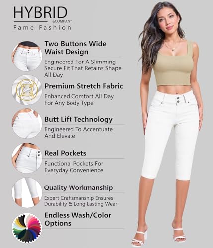 Hybrid & Company Women's Butt Lift V2 Super Comfy Stretch Denim Q43636SK White 7