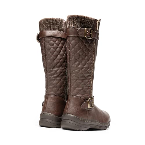 DREAM PAIRS Women's Faux Fur Knee High Boot Round Toe Fall Winter Boots,Size 10,Brown,URVA