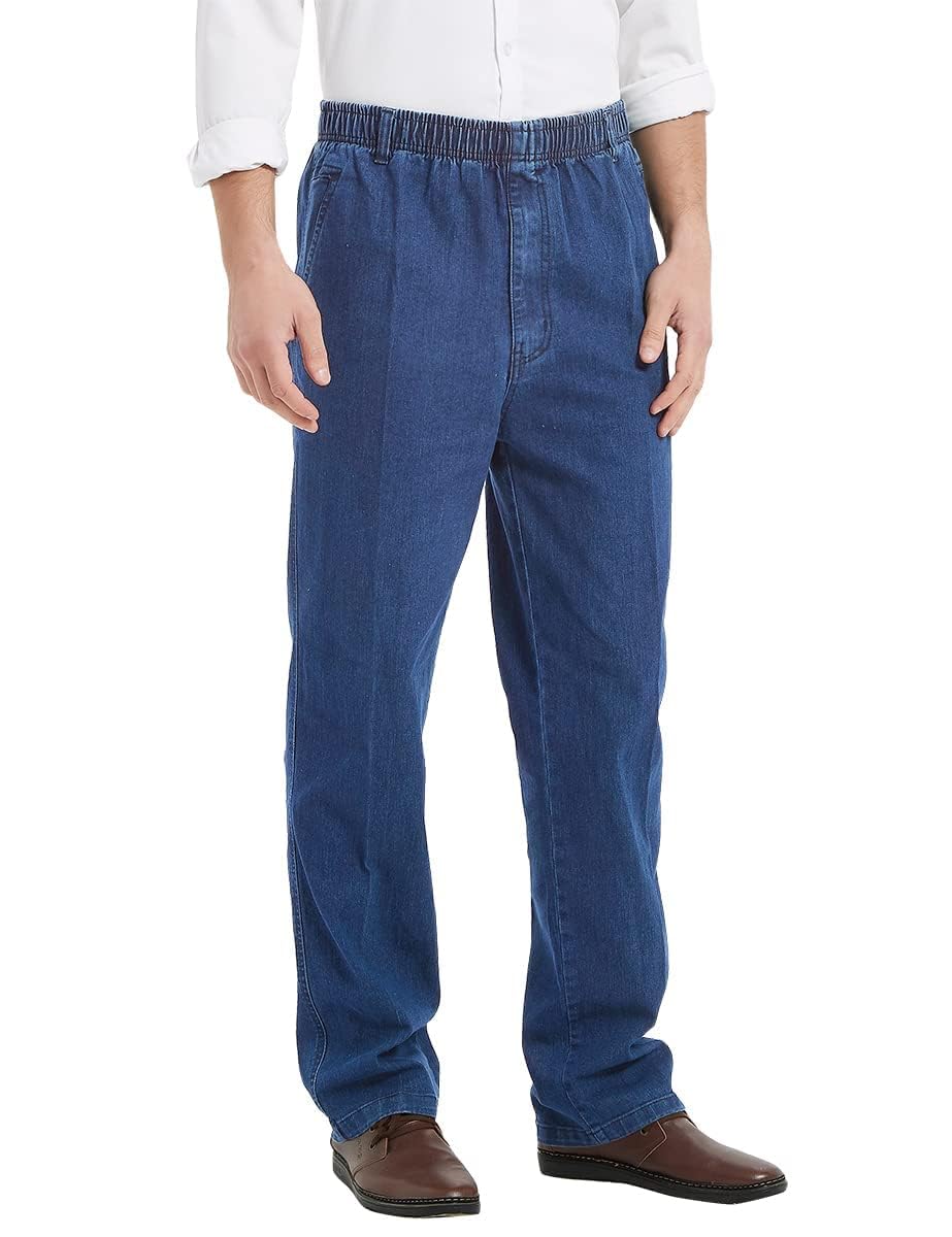 IDEALSANXUN Mens Elastic Waist Jeans Light Blue Jeans Relaxed Fit Stretch Jeans(Light Blue, 36x32)
