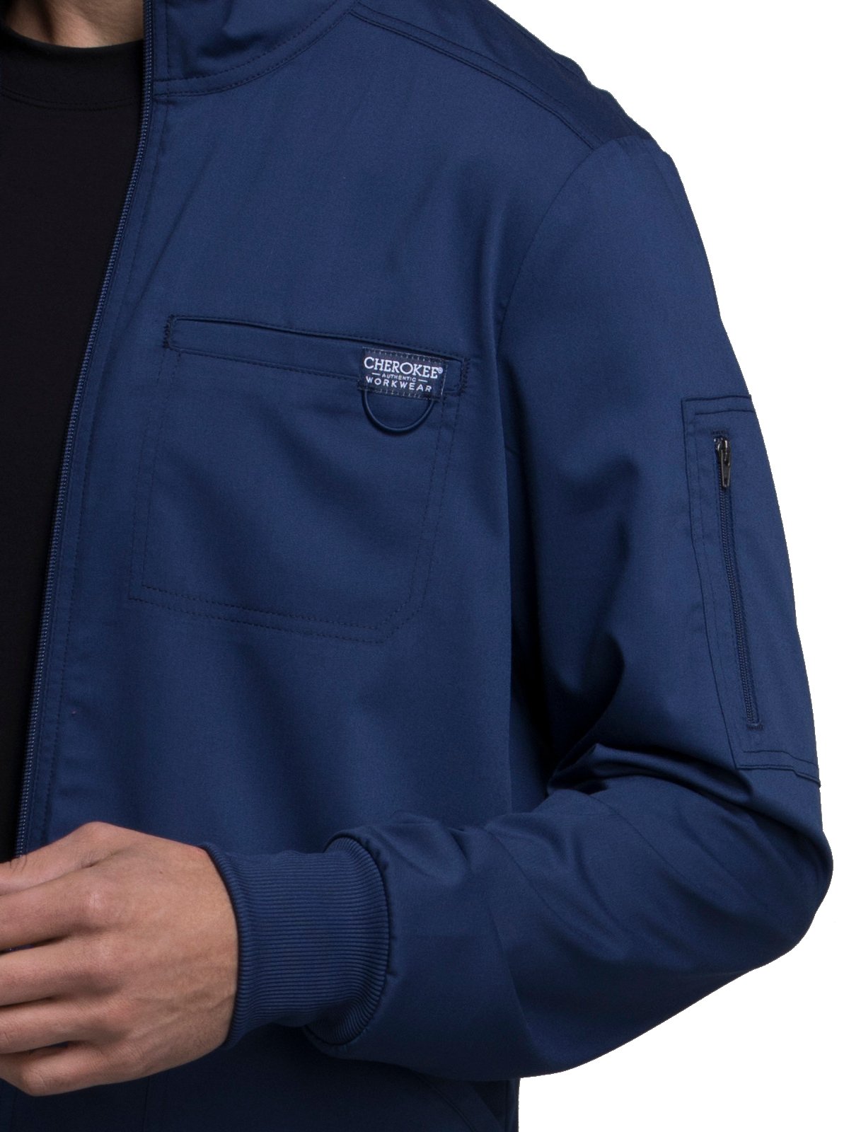 Cherokee Men Warm up Scrub Jacket with Zip Front WW320, S, Navy