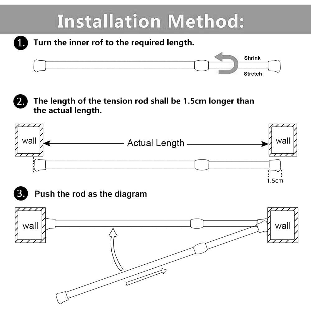 Goodtou 5 Pack Spring Tension Rods for Windows 28 to 48 Inch Adjustable White Tension Curtain Rods No Drilling Small Spring Loaded Curtain Rods for Closet Cupboard Bar