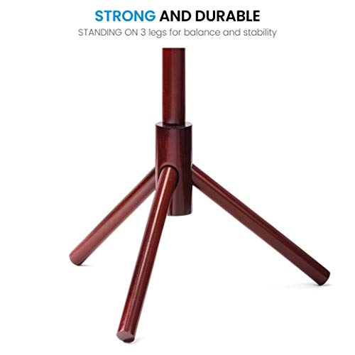 ZOBER Coat Rack Free Standing - Wooden Coat Tree W/ 6 Hooks - Coats, Purses, Hats - Adjustable Sizes, Easy Assembly - Cherry