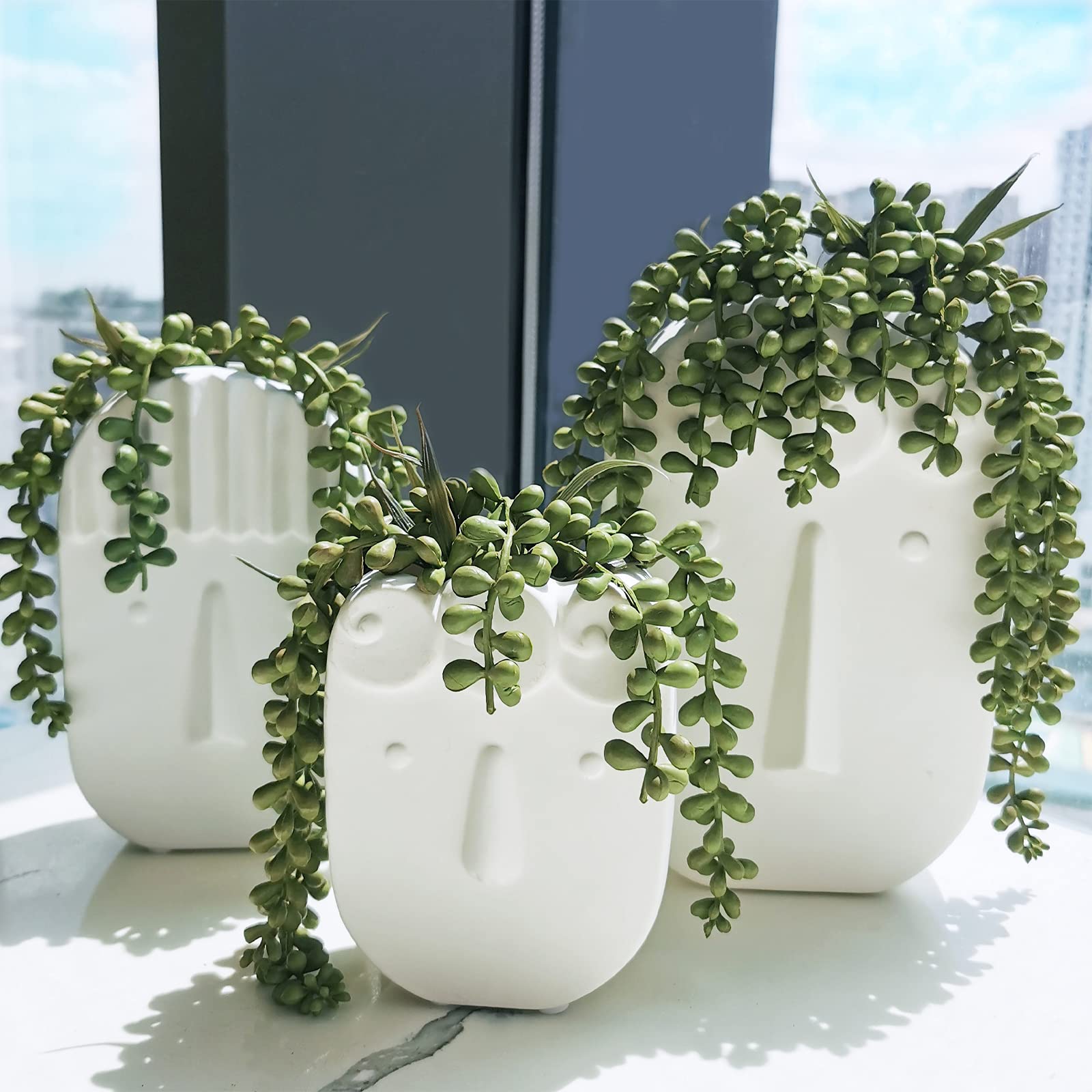 Supla 4 pcs Artificial Hanging Succulents Faux Burro's Tail Picks Trailing String of Pearls Succulent Greenery Sprays 13.4" L for Basket Planter Centerpiece Floral Arrangement Indoor Outdoor Decor