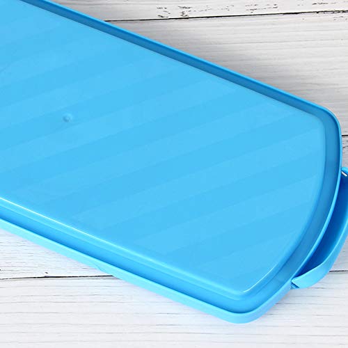 Agyvvt Portable Bread Box with Handle Loaf Cake Container Plastic Rectangular Food Storage Keeper Carrier 13inch Translucent Dome for Pastries, Bagels, Bread Rolls, Buns or Baguettes (Blue)
